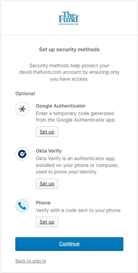 Setup Multi-factor Authentication (MFA) – The Fund